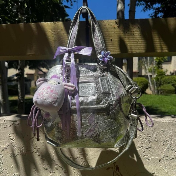 Coach | Bags | Rare Coach Poppy Silver Purple Geometric Tote | Poshmark